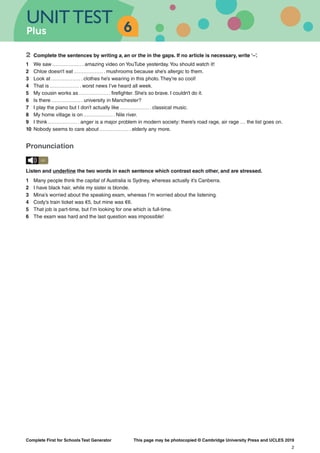 Complete first for schools test unit test 6 (plus) | PDF