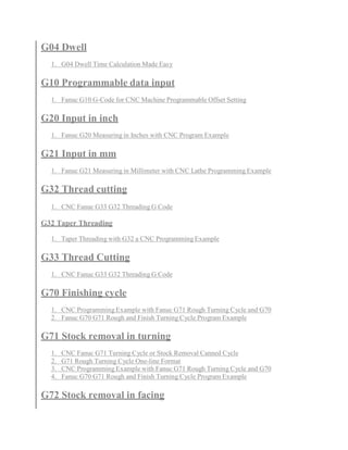Complete g code list