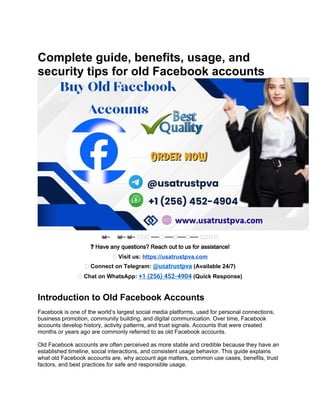 Complete guide, benefits, usage, and security tips for old Facebook ...