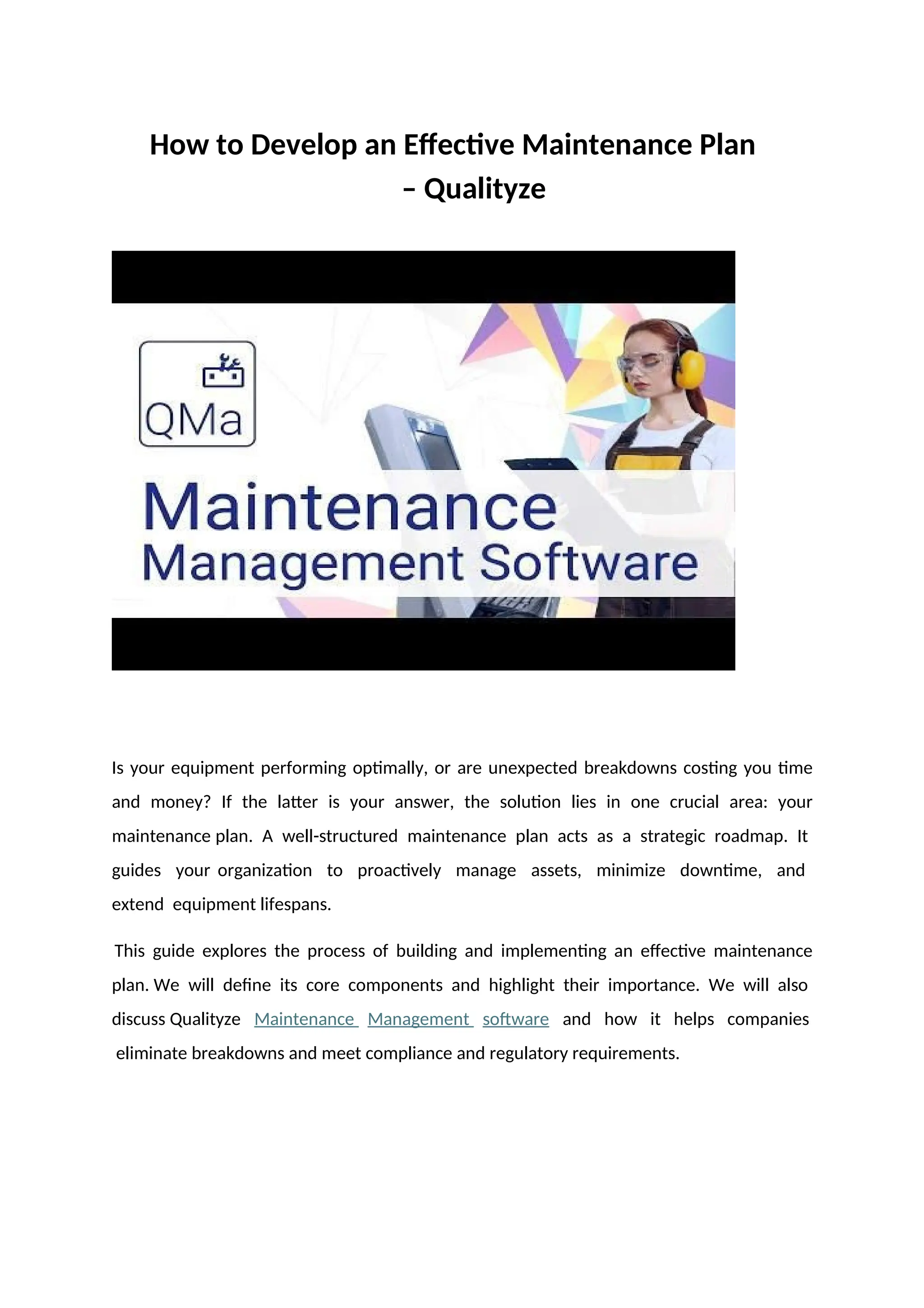 Complete Guideliness to Build an Effective Maintenance Plan.ppt