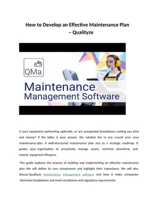Complete Guideliness to Build an Effective Maintenance Plan.ppt