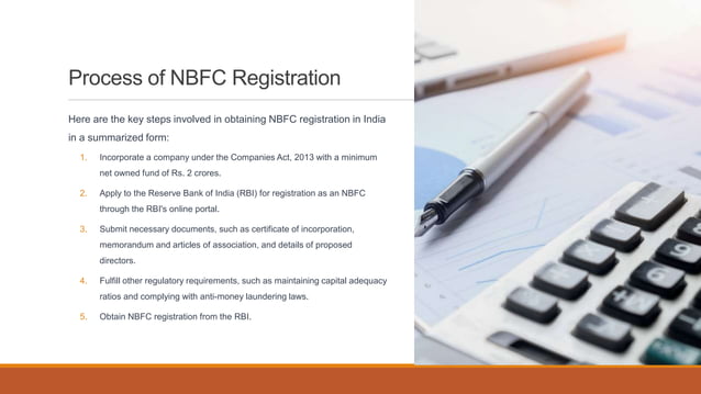 Complete Guide on NBFC (Non-Banking Financial Company) Registration | PPT