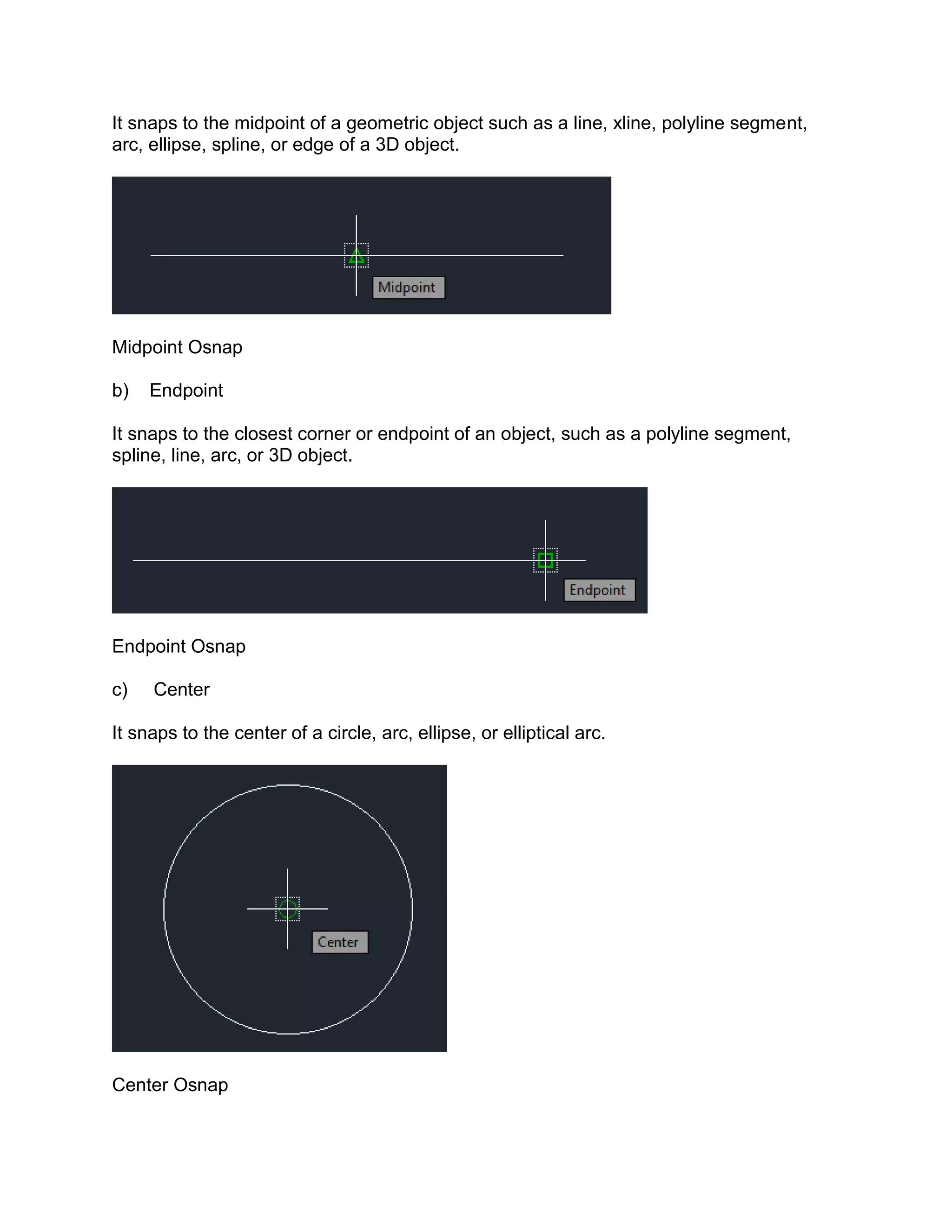 Complete Guide To Autocad Object Snap Featuredocx Operating Systems Computer Software And
