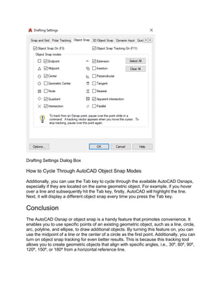 Complete Guide to AutoCAD Object Snap Feature.docx | Operating Systems | Computer Software and ...