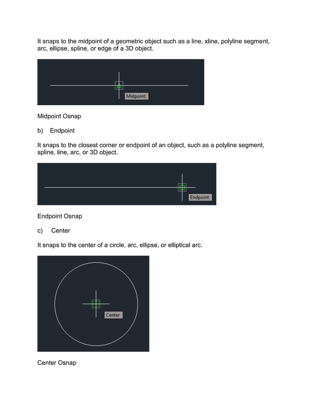 Complete Guide To Autocad Object Snap Featuredocx Operating Systems Computer Software And