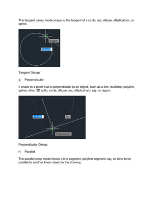 Complete Guide to AutoCAD Object Snap Feature.docx | Operating Systems | Computer Software and ...