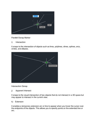 Complete Guide to AutoCAD Object Snap Feature.docx | Operating Systems | Computer Software and ...