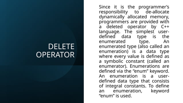 Key Programming Concepts Delete And New Operators Applications