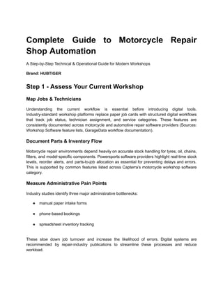 Complete Guide to Motorcycle Repair Shop Automation | PDF