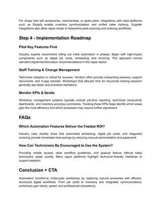 Complete Guide to Motorcycle Repair Shop Automation | PDF
