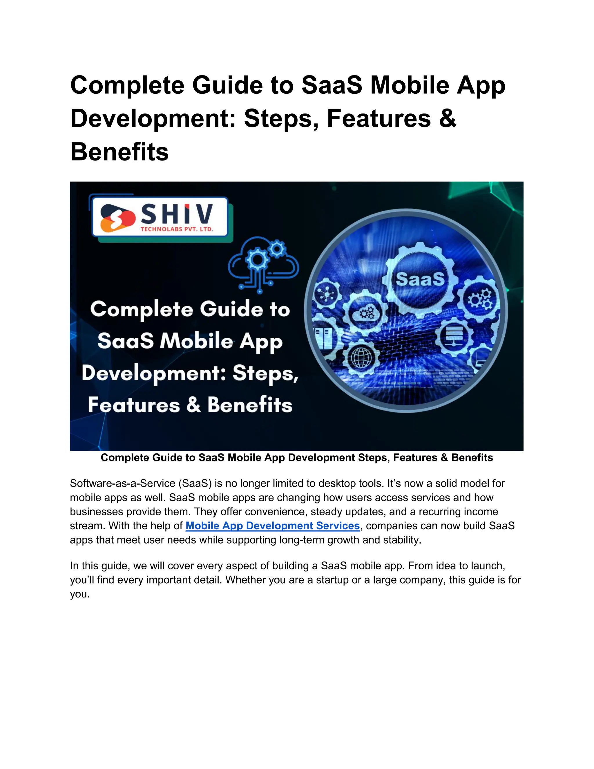 Build a SaaS Mobile App: Steps & Features | PDF