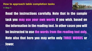 Complete ielts (b1) u1 - reading (table completion) andlistening | PPTX