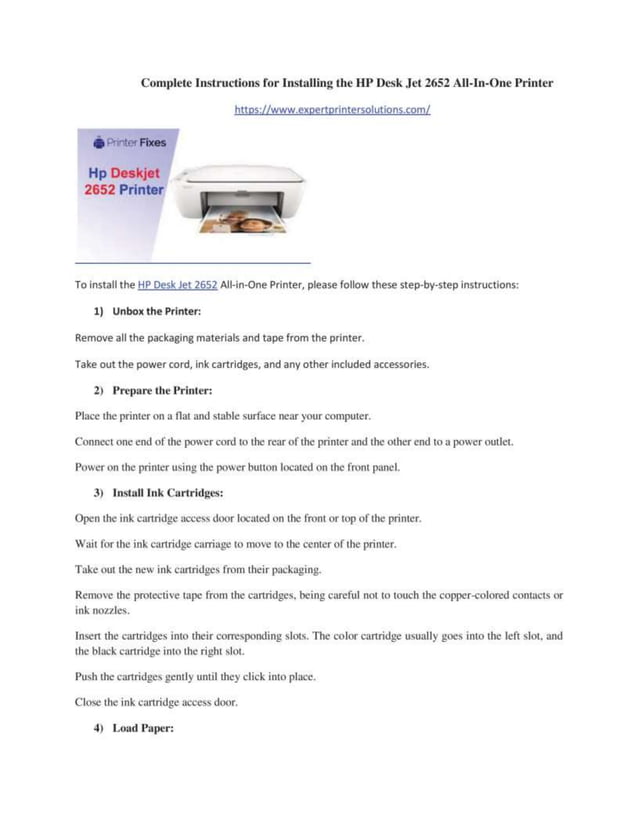 Complete Instructions for Installing The HP Desk Jet 2652 All (1).ppt