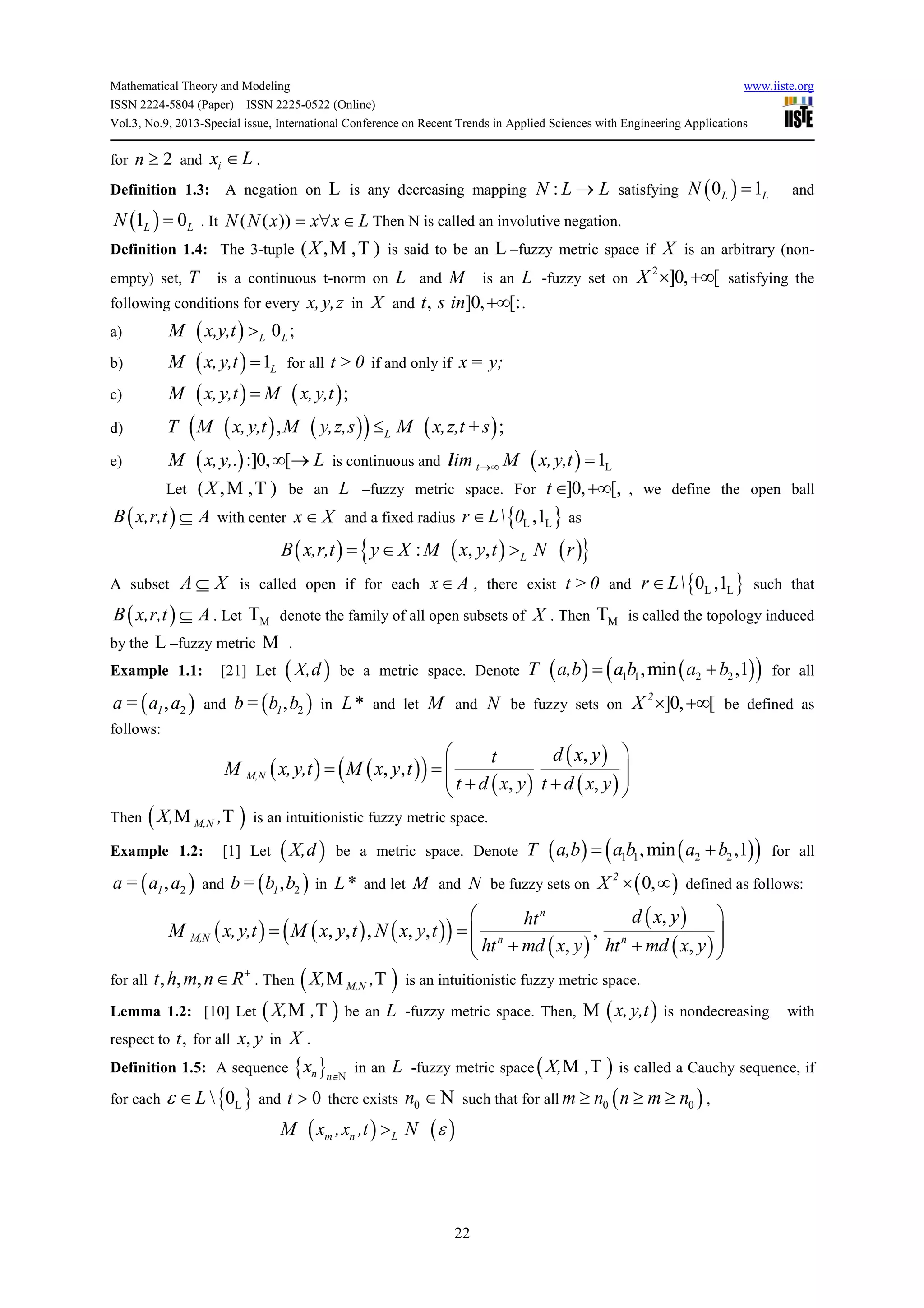 Complete L Fuzzy Metric Spaces And Common Fixed Point Theorems Pdf