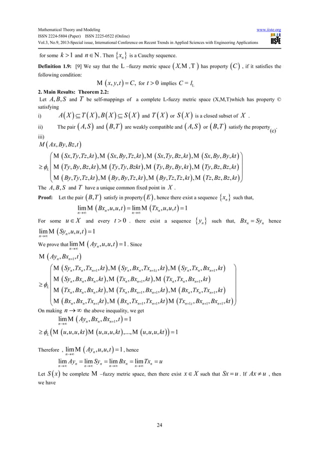 Complete L Fuzzy Metric Spaces And Common Fixed Point Theorems Pdf