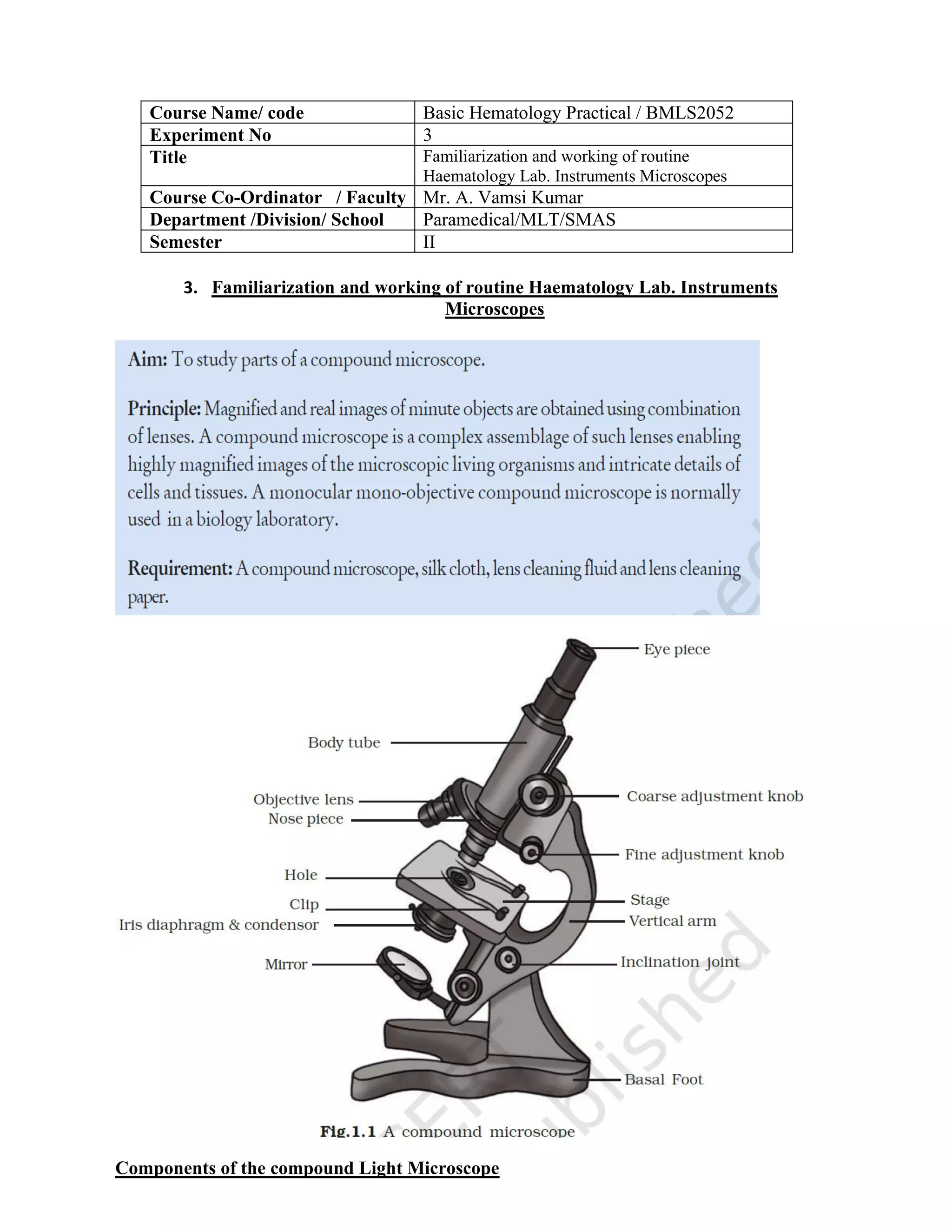 Basic Haematology practical Lab manual | PDF
