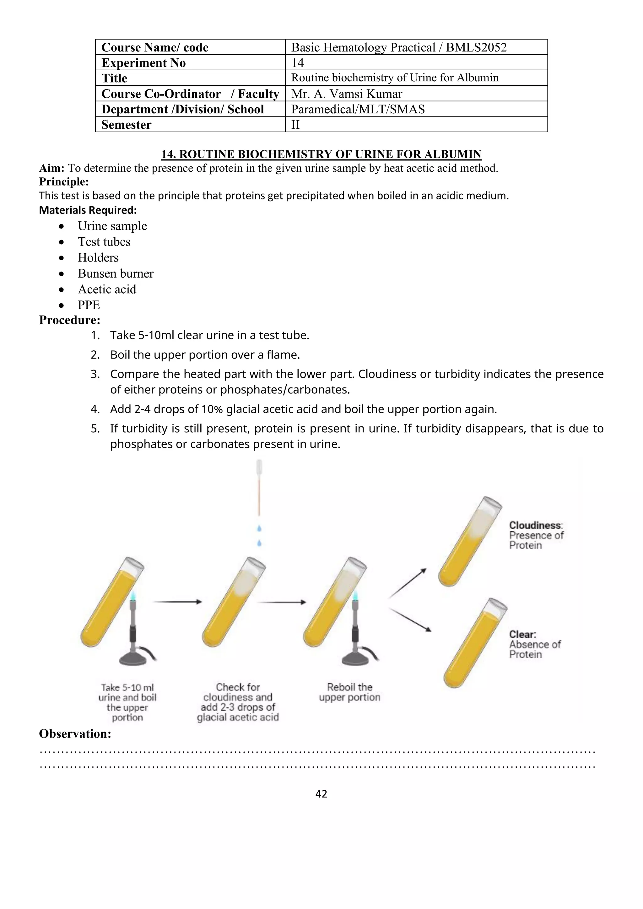 Basic Haematology practical Lab manual | PDF