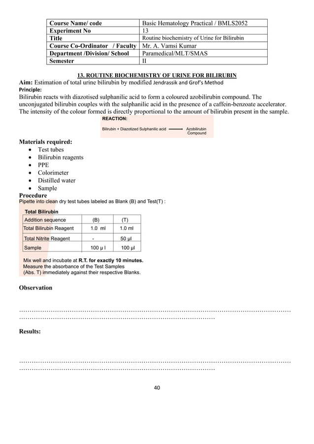 Basic Haematology practical Lab manual | PDF