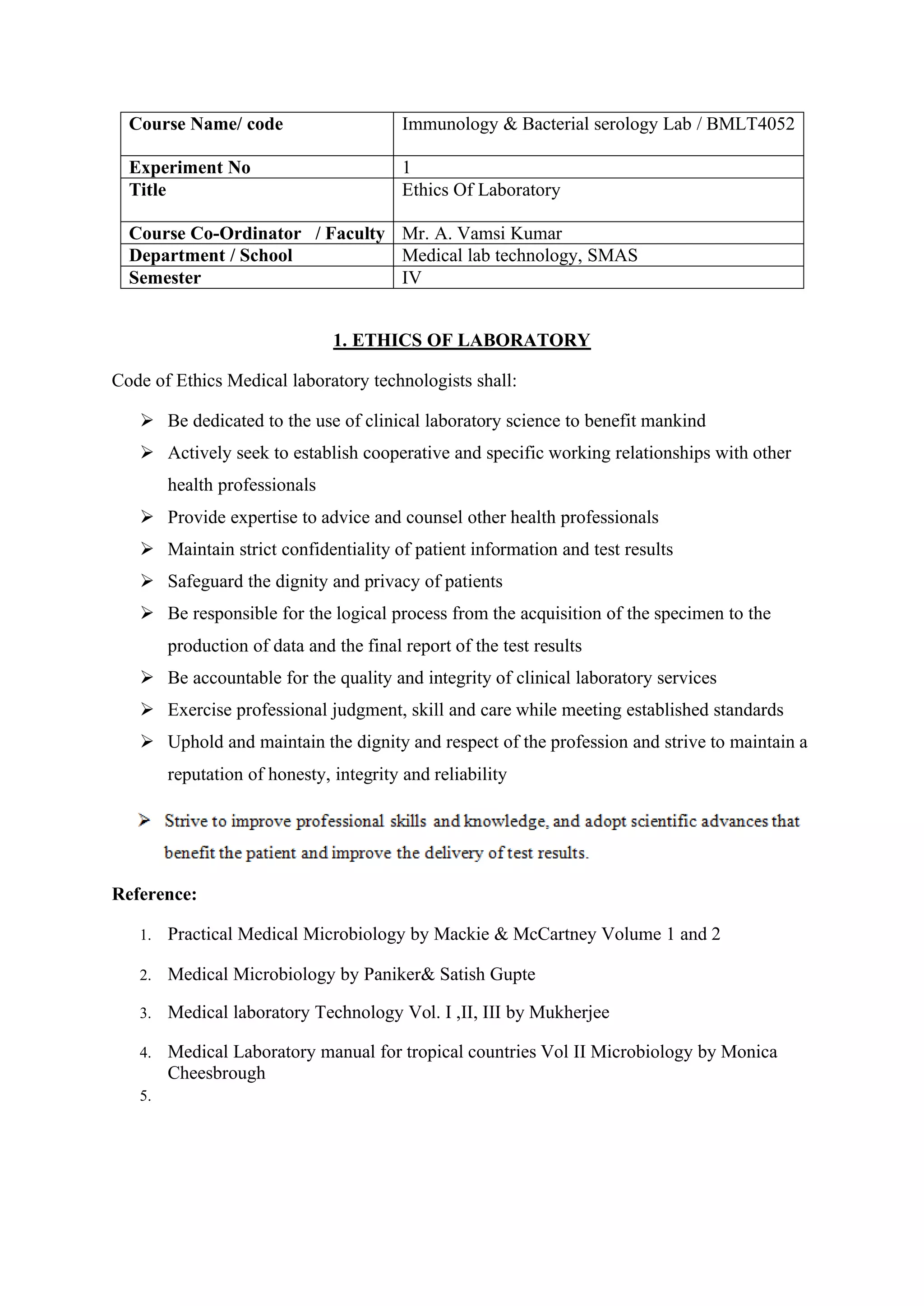 Immunology & Bacterial serology Lab manual | PDF