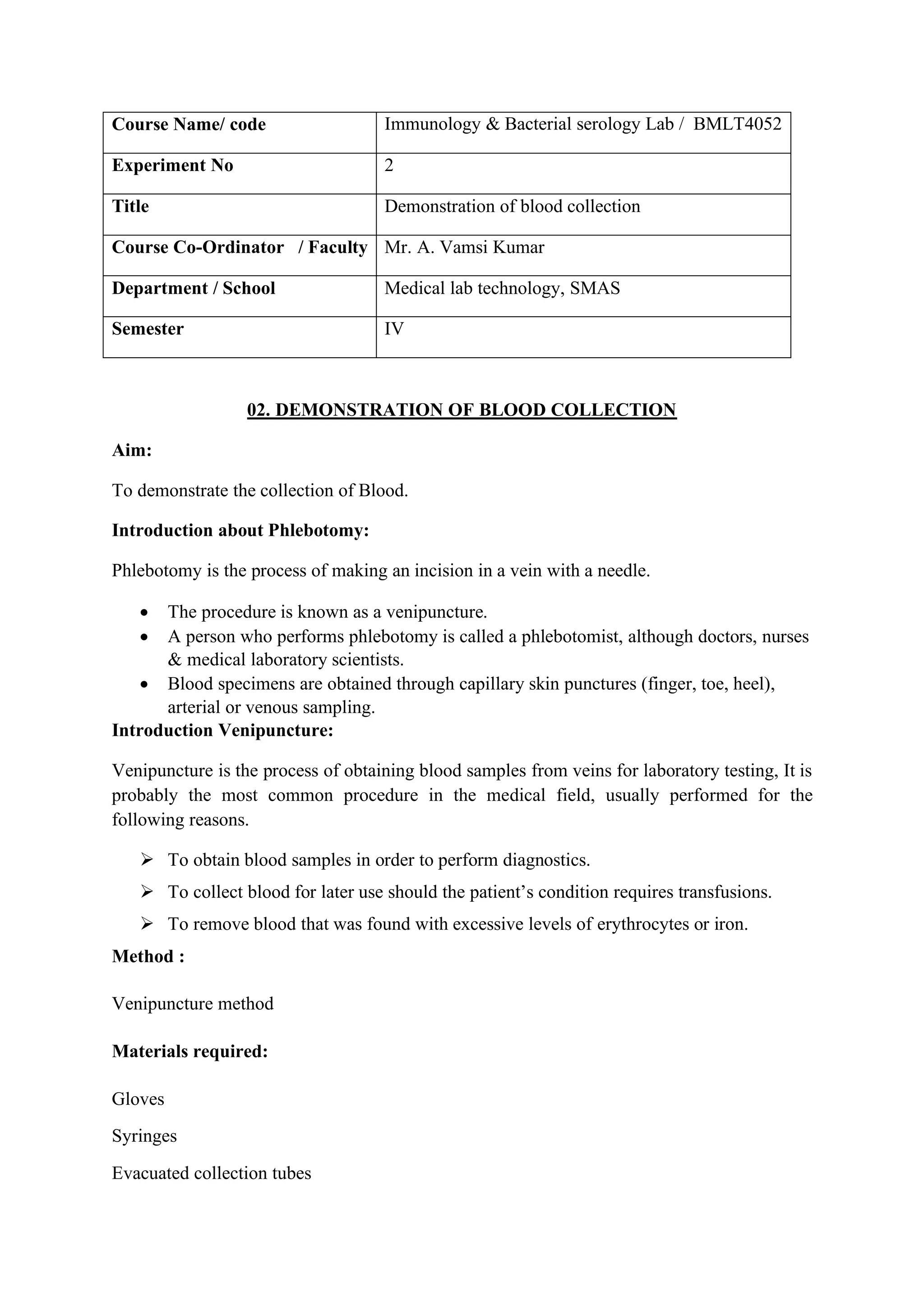 Immunology & Bacterial serology Lab manual | PDF