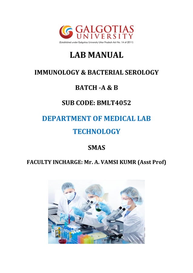 Immunology & Bacterial serology Lab manual | PDF | Blood Disorders ...