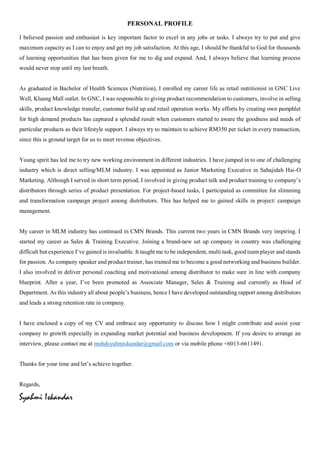 Complete letter & cv | PDF