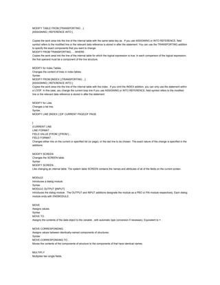 Complete list of all sap abap keywords | DOC