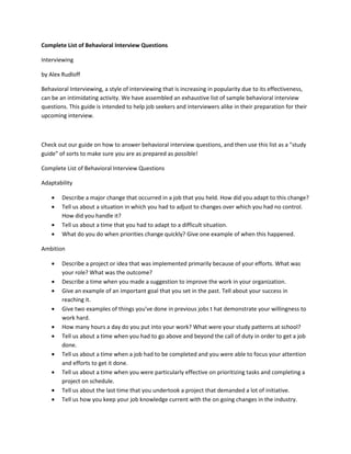 Completelistofbehavioral | PDF