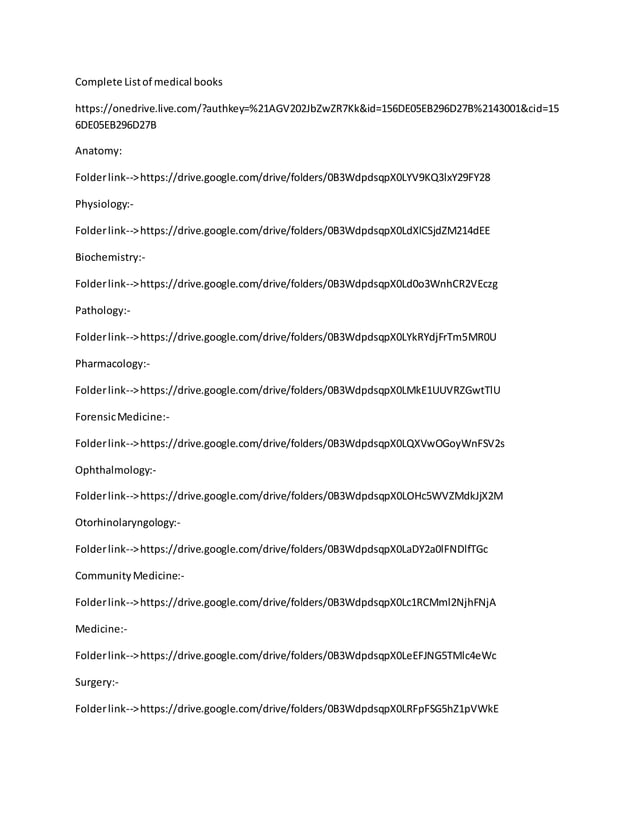 Complete list of medical books | PDF