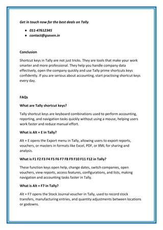 Complete List of Tally Shortcut Keys and Their Functions - Gseven.pdf