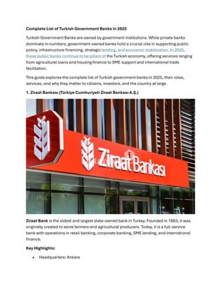 Complete List of Turkish Government Banks in 2025.pdf