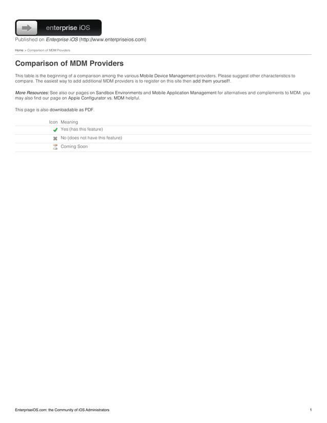 Complete Mdm Comparison | PDF