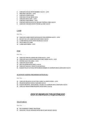 MOETS Club Class Menu | DOCX | Cooking | Food & Drink