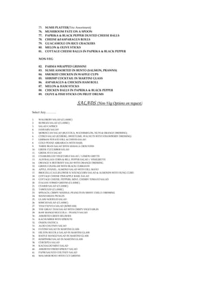 MOETS Club Class Menu | DOCX