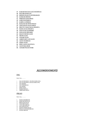 MOETS Club Class Menu | DOCX