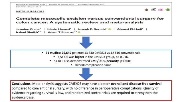 Complete mesocolic excision (CME) Vs D2.pptx | Surgery | Medical Health