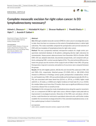 Complete mesocolic excision for right colon cancer_ Is D3 ...