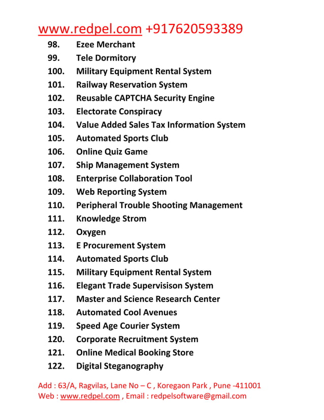 java / dot net mini projects list | PDF