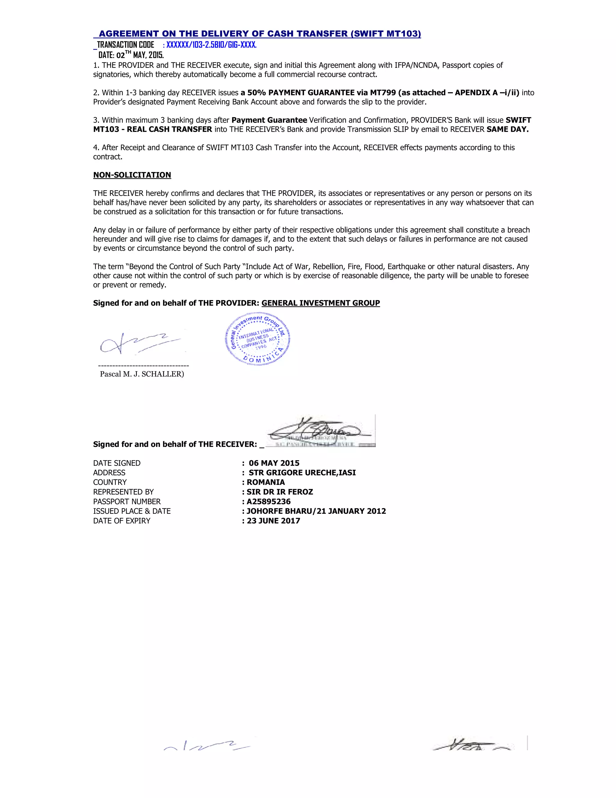 Complete mou mt103.real cash transfer latest[1] (1) | PDF