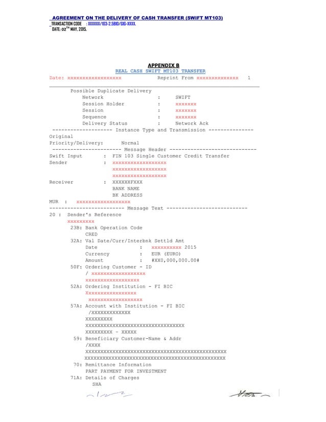 Complete mou mt103.real cash transfer latest[1] (1) | PDF