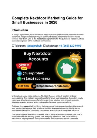 Complete Nextdoor Marketing Guide for Small Businesses in 2026.docx