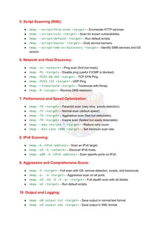 Complete Nmap Scanning Commands CheatSheet by Hackopedia Utkarsh Thakur | PDF