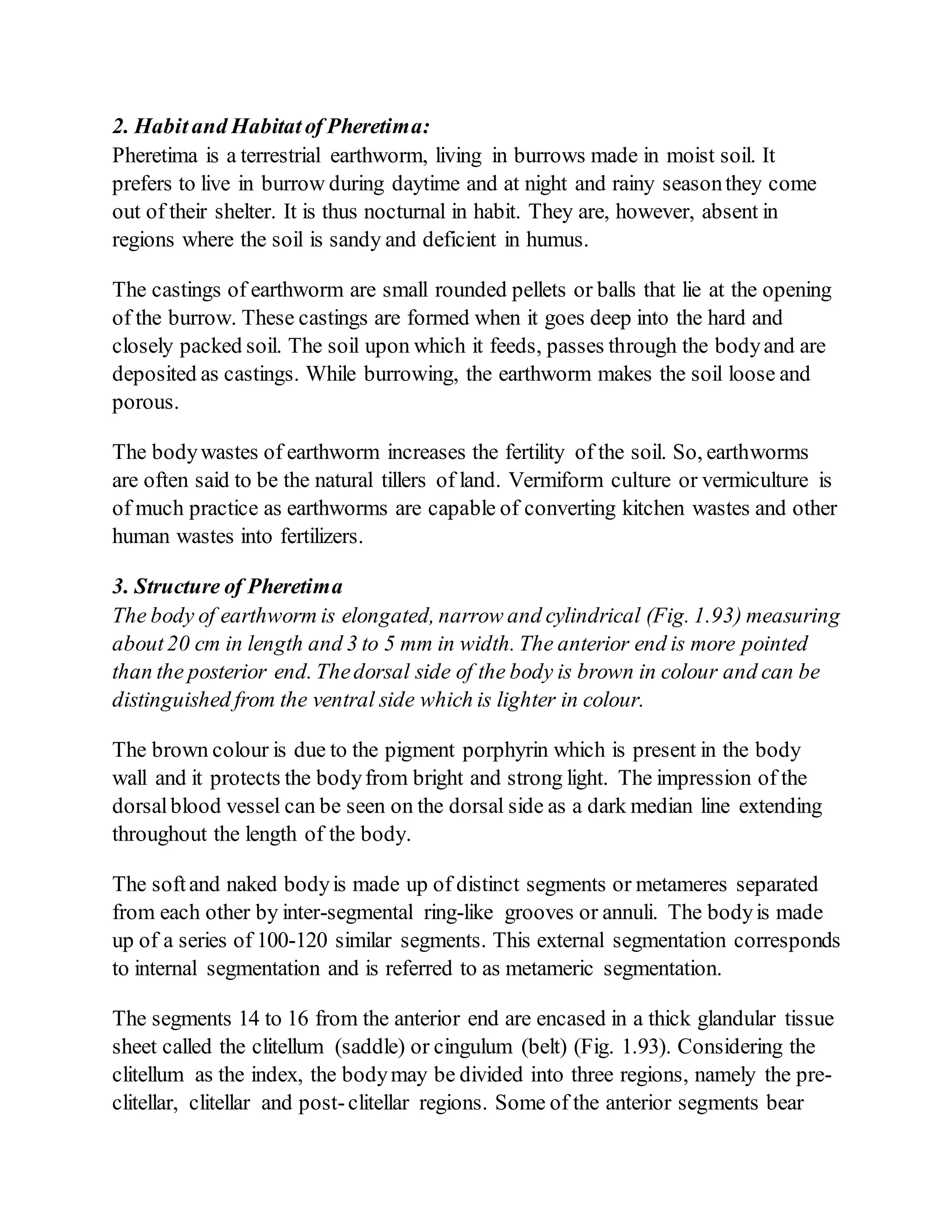 Complete notes on earthworm 11 | DOCX