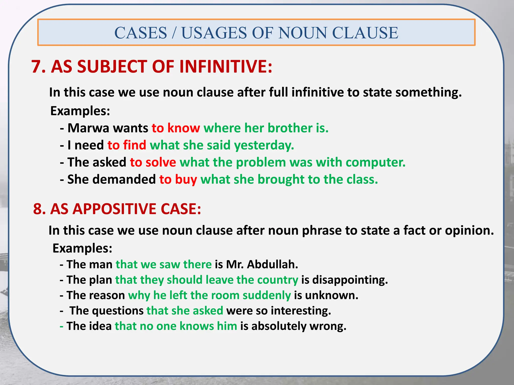 COMPLETE NOUN CLAUSE.pptx Complete notes about noun clause is described ...