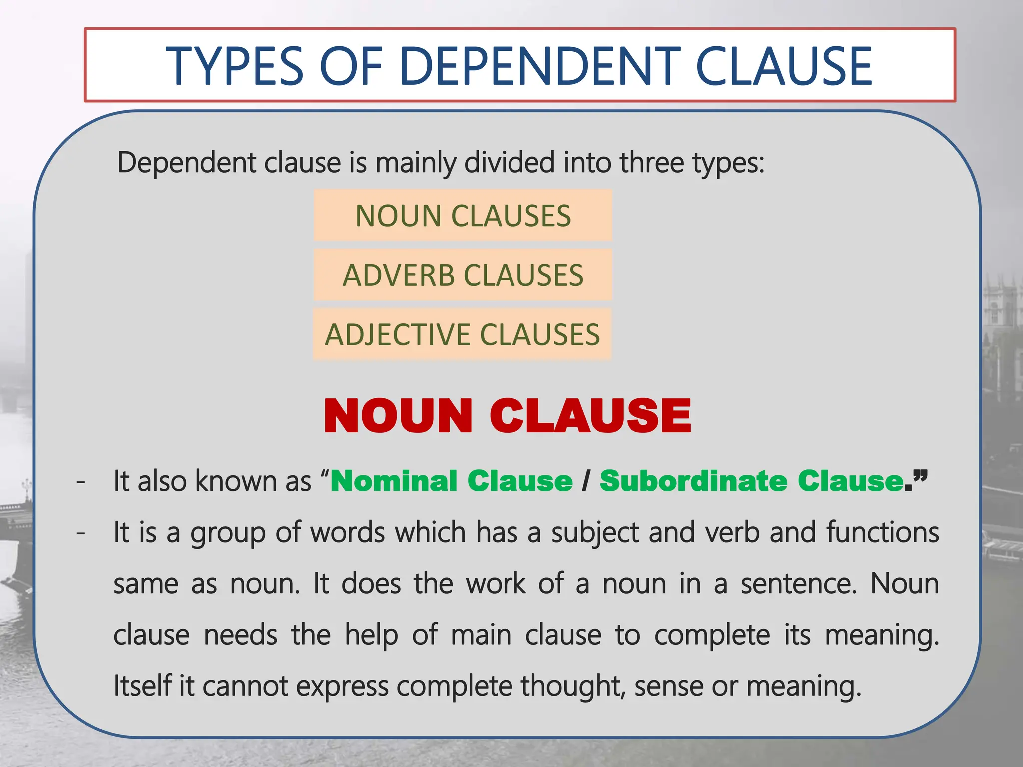 COMPLETE NOUN CLAUSE A1.pptx it is noun clause | PPT