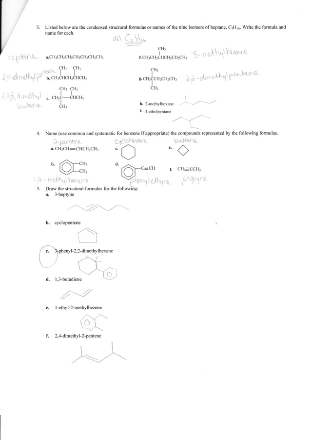Complete organic chemistry worksheet answers | PDF
