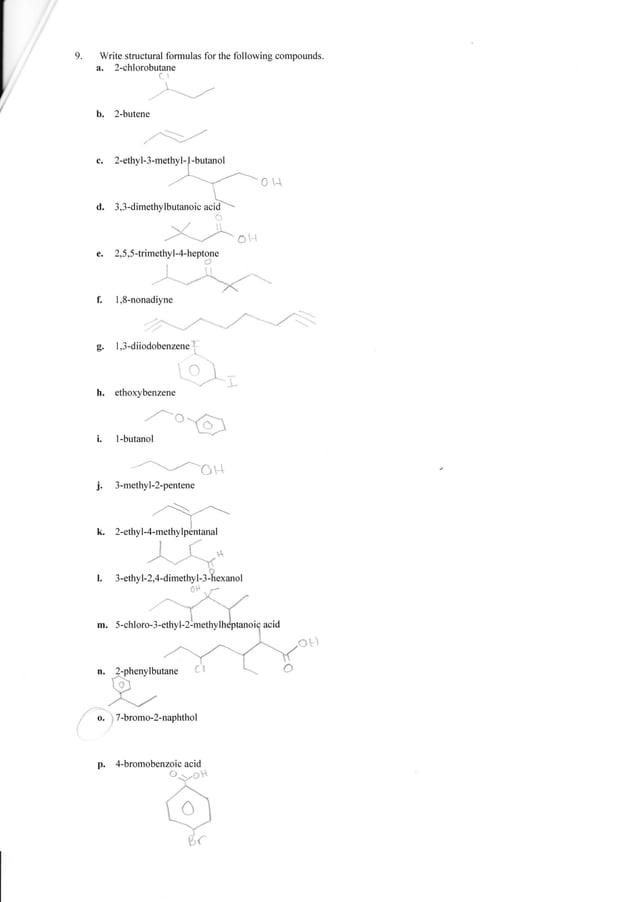Complete organic chemistry worksheet answers | PDF