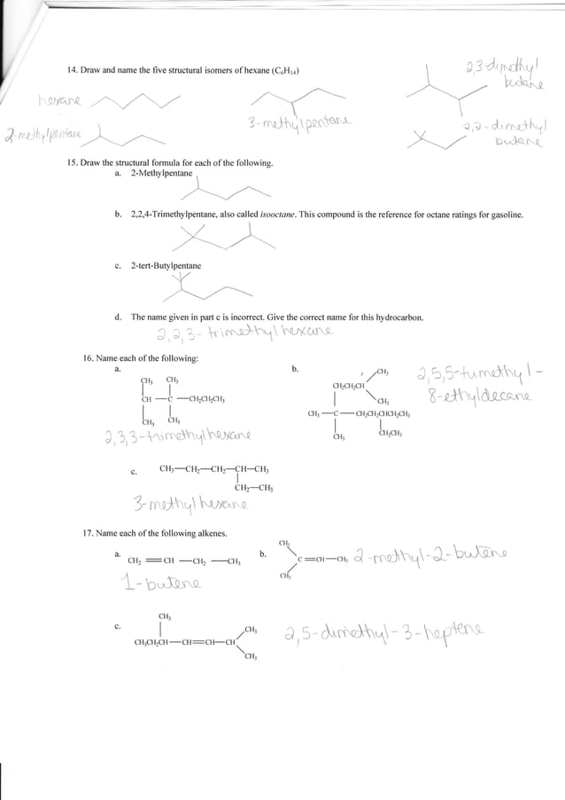 Complete organic chemistry worksheet answers | PDF