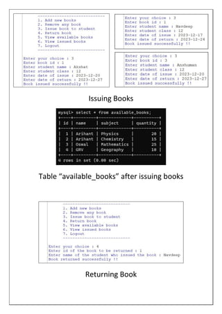 Python and MySQL Linking Class 12th Project File 23-24 | PDF