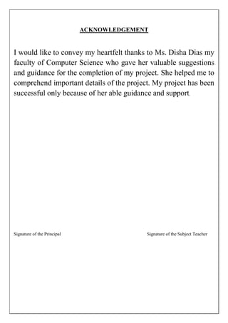 Python and MySQL Linking Class 12th Project File 23-24 | PDF